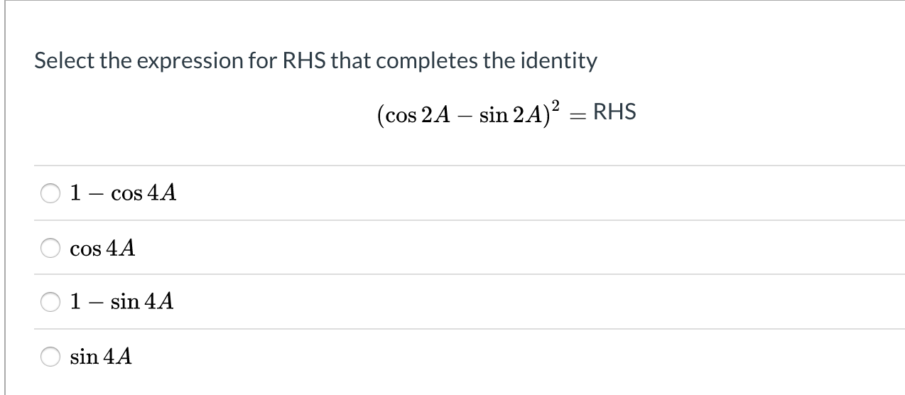 Solved Select the expression for RHS that completes the | Chegg.com