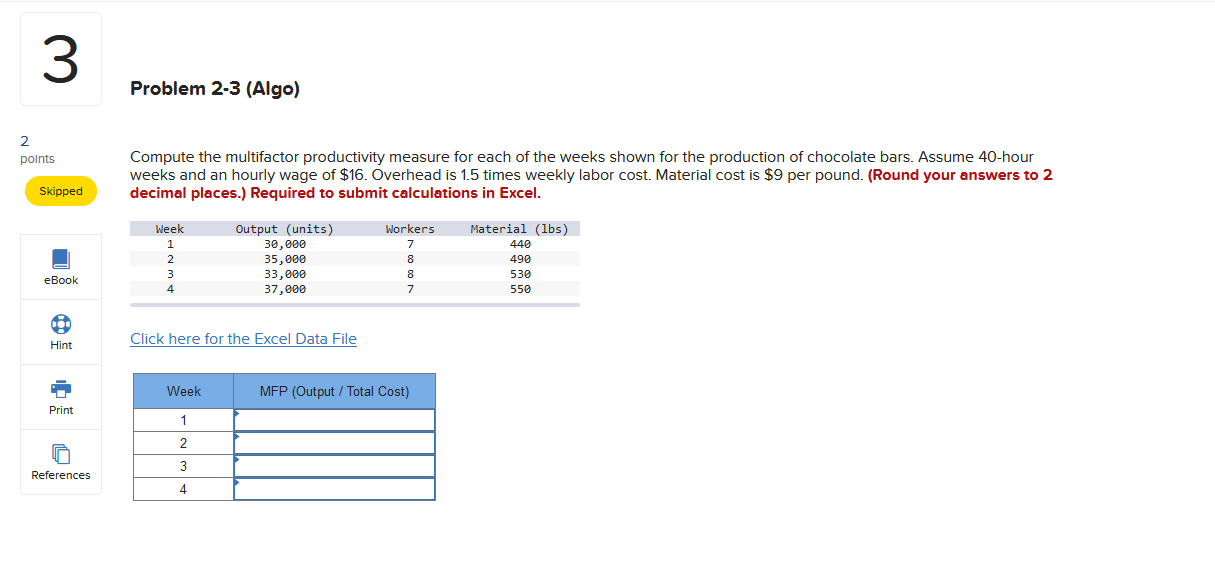 Solved Problem 2-3 (Algo)Compute the multifactor | Chegg.com
