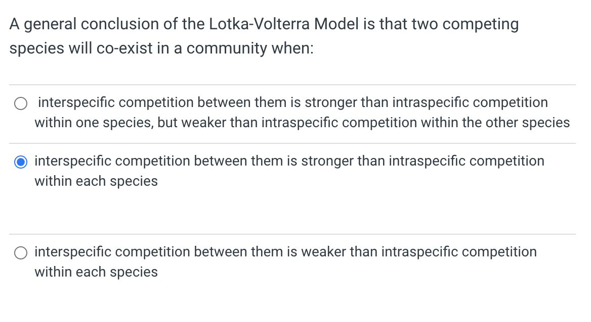 Solved A general conclusion of the Lotka-Volterra Model is | Chegg.com