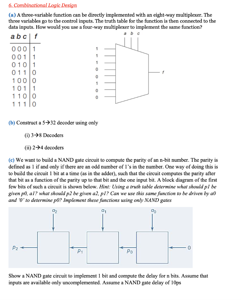 Solved 6 Combinational Logic Design A A Three Variable