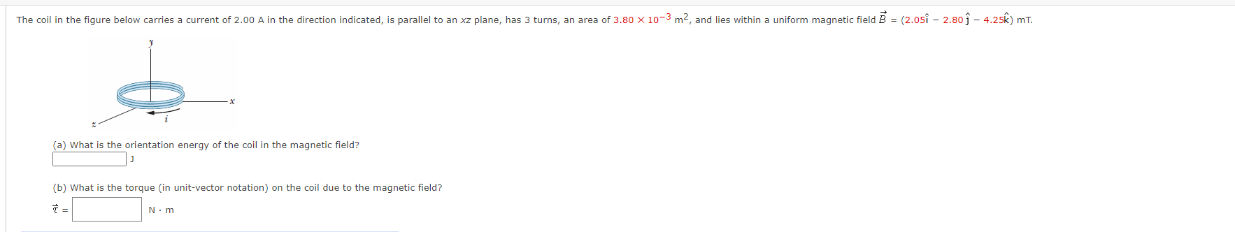 Solved The coil in the figure below carries a current of | Chegg.com