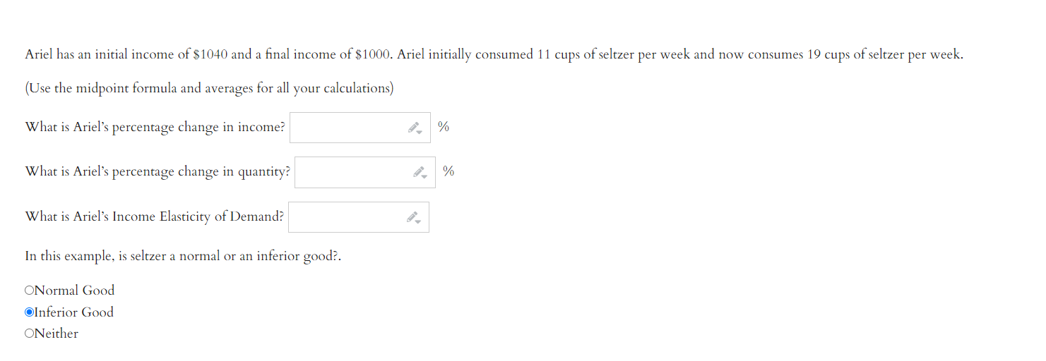 Solved Ariel has an initial income of $1040 and a final | Chegg.com