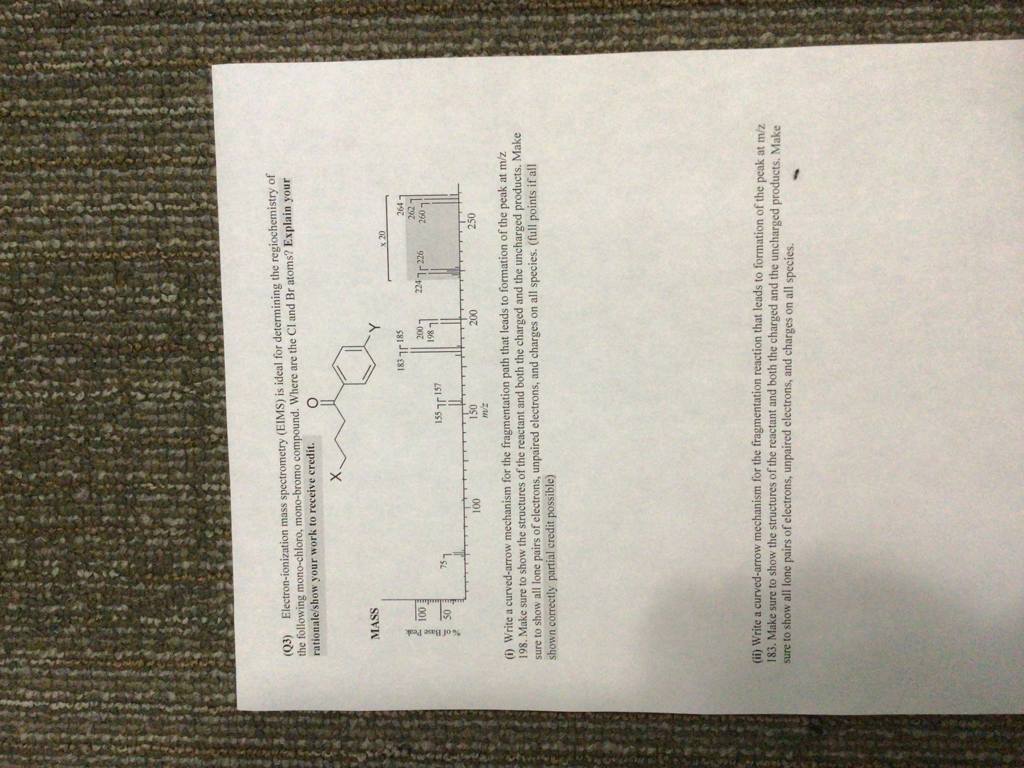 Solved (Q3) ﻿Electron-ionization mass spectrometry (EIMS) | Chegg.com