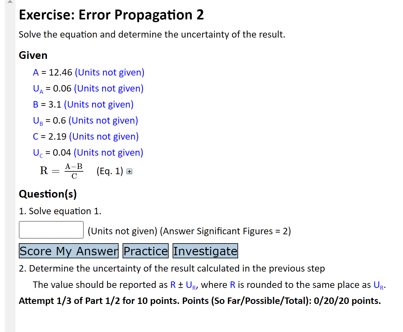 Solved Exercise: Error Propagation 2Solve the equation and | Chegg.com