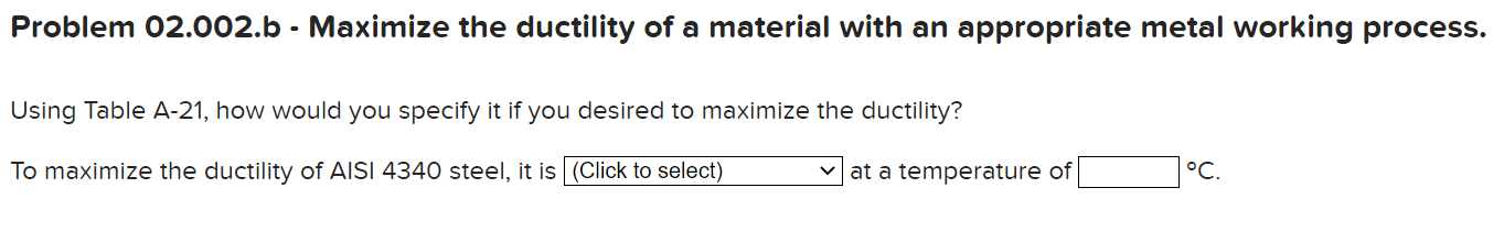 Solved Problem 02.002.b - Maximize the ductility of a | Chegg.com