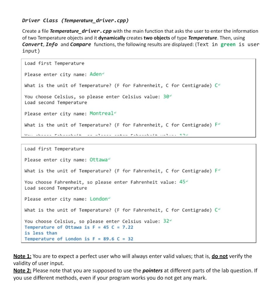 Solved Put the class definition in Temperature. h and the | Chegg.com