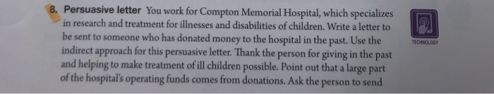 Persuasive letter You work for Compton Memorial | Chegg.com
