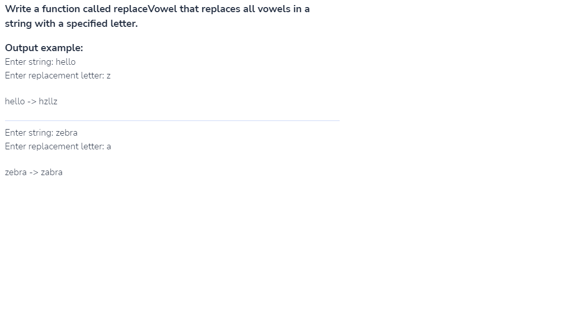 Solved Write a function called replaceVowel that replaces | Chegg.com
