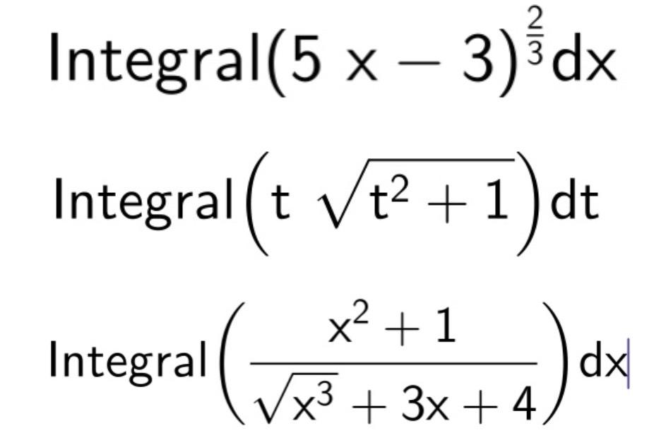 Solved Integral(5 x – 3) dx Integral(t V t2 + 1 ) dt t x2 + | Chegg.com