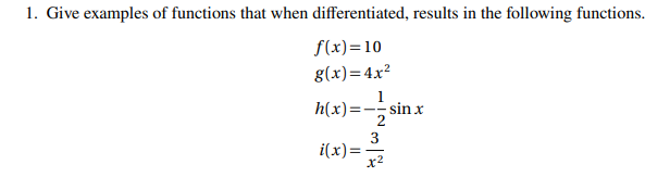Solved Show me the steps to solve Give examples of functions | Chegg.com