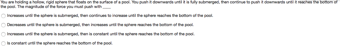 Solved You are holding a hollow, rigid sphere that floats on | Chegg.com