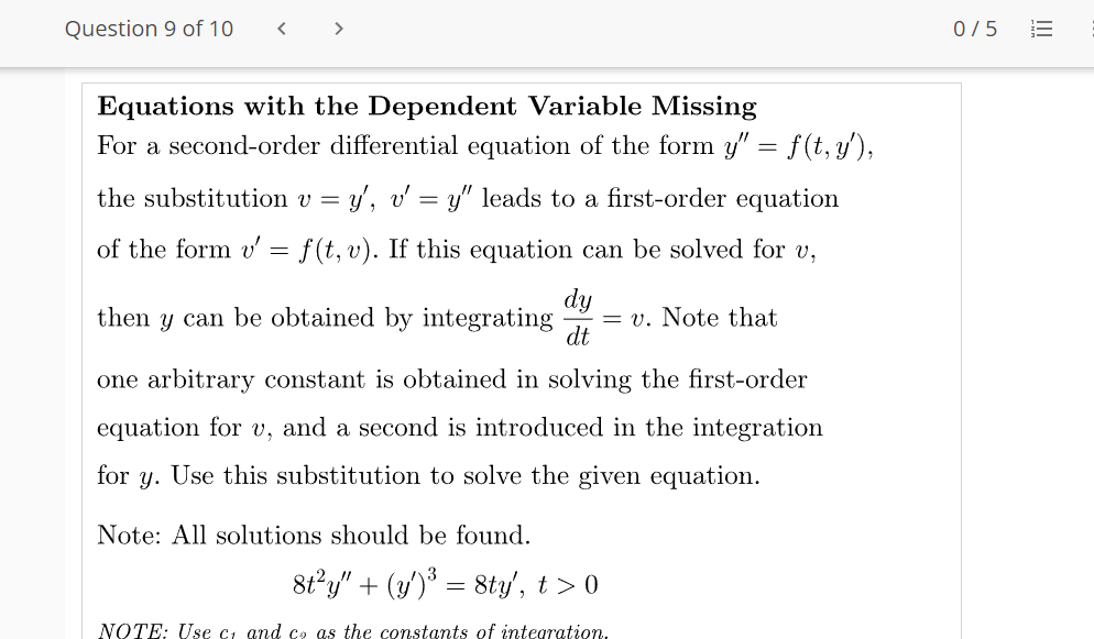 Solved Equations with the Dependent Variable Missing For a | Chegg.com