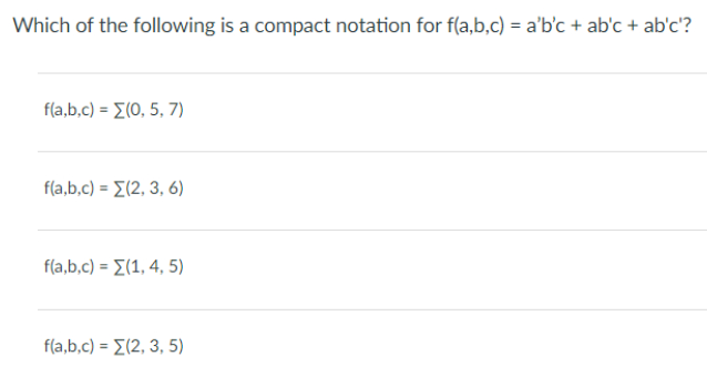 Solved Which of the following is a compact notation for | Chegg.com