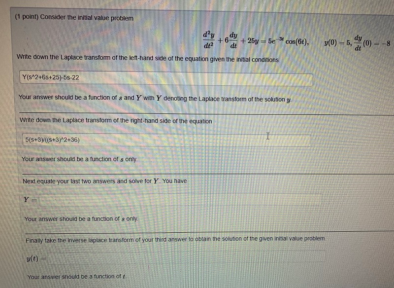Solved (1 point) Consider the initial value problem dt? dt | Chegg.com