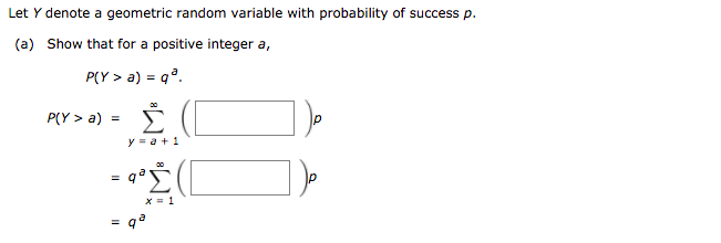 Solved Let Y denote a geometric random variable with | Chegg.com