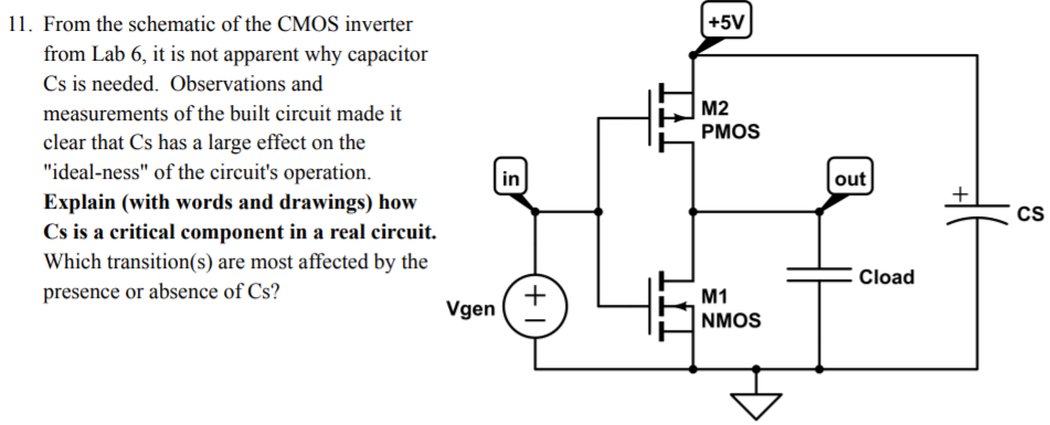 Solved +5V M2 PMOS 11. From the schematic of the CMOS | Chegg.com