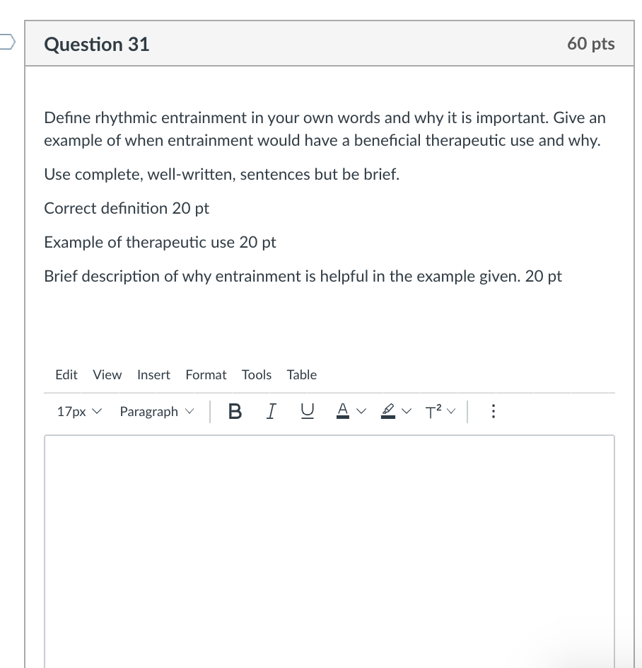 Solved Question 31 60 pts Define rhythmic entrainment in | Chegg.com