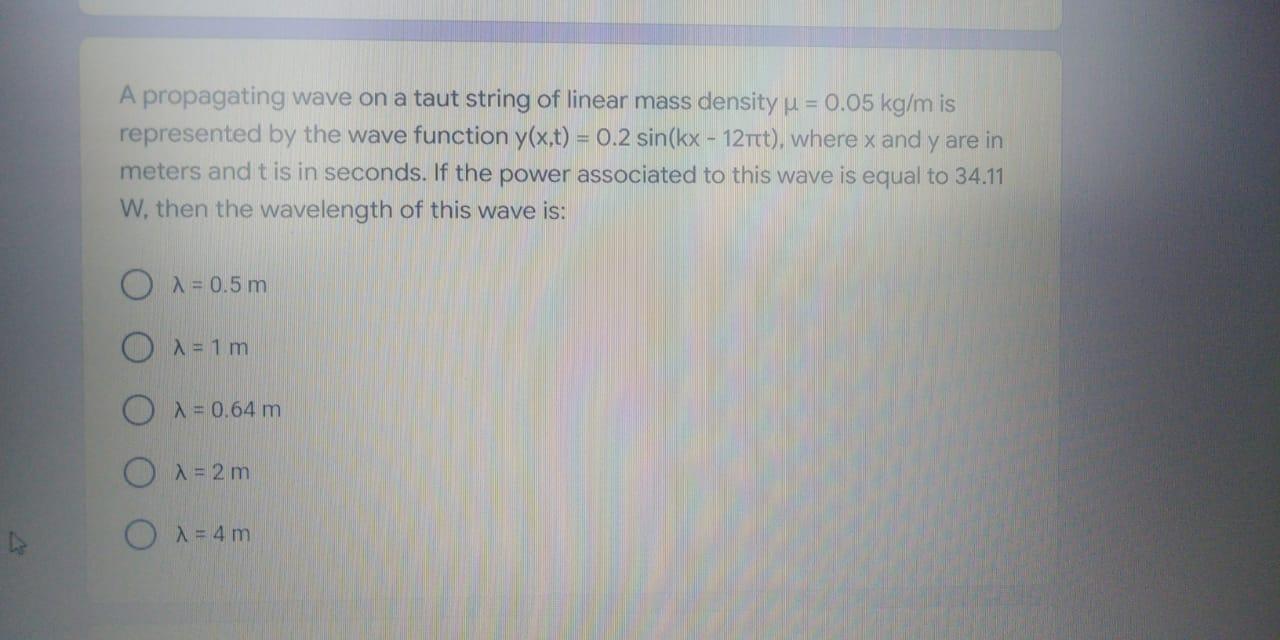 Solved - A propagating wave on a taut string of linear mass | Chegg.com