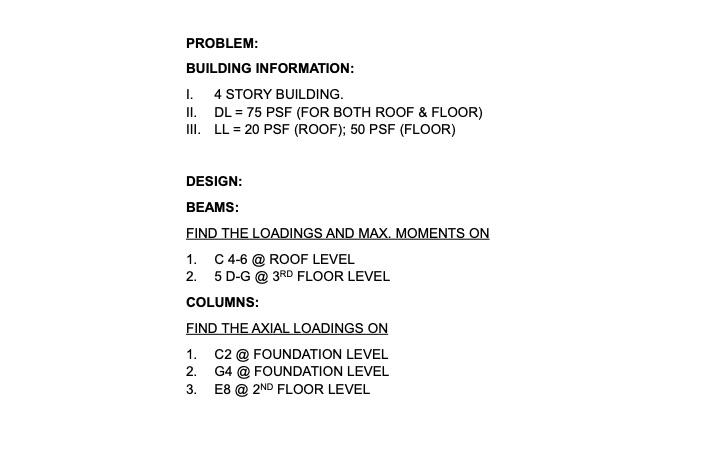 Solved PROBLEM: BUILDING INFORMATION: I. 4 STORY BUILDING. | Chegg.com