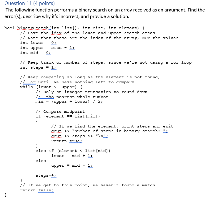Solved Question 11 (4 points) The following function | Chegg.com