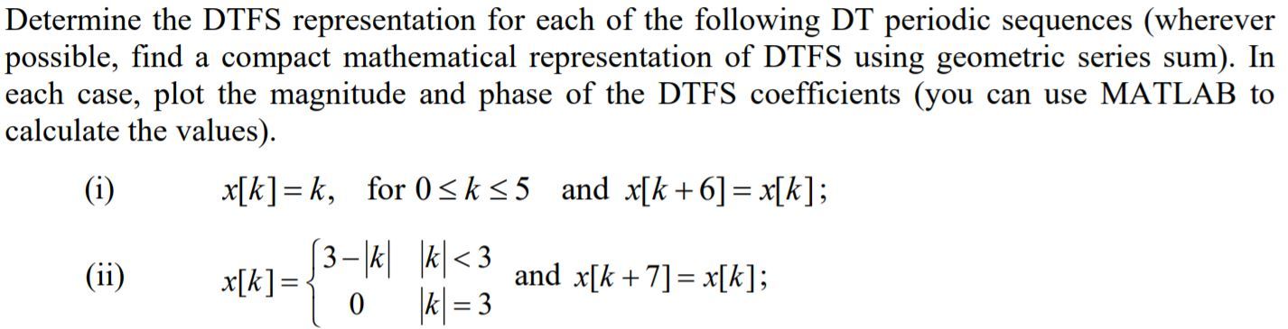 Solved Determine the DTFS representation for each of the | Chegg.com