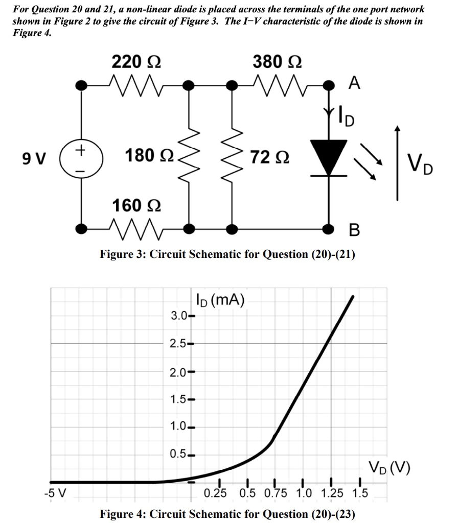 Solved For Question 20 and 21, a non-linear diode is placed | Chegg.com