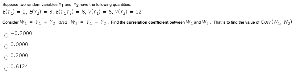 Solved Suppose two random variables Y1 and Y2 have the | Chegg.com