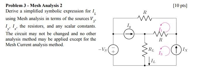 Solved Problem 3 - Mesh Analysis 2 [10pts] Derive a | Chegg.com