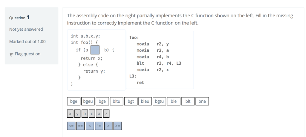 Solved The assembly code on the right partially implements | Chegg.com