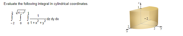 Solved Evaluate the following integral in cylindrical | Chegg.com