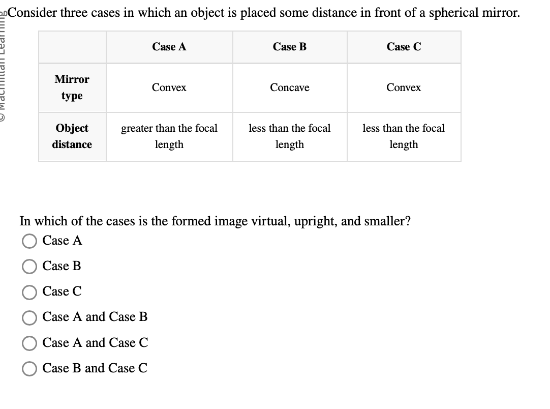Solved Consider three cases in which an object is placed | Chegg.com
