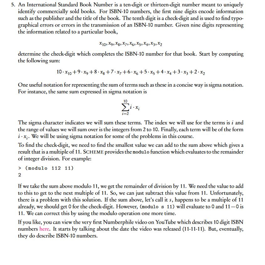 5. An International Standard Book Number is a | Chegg.com