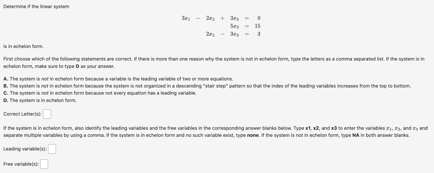 Solved Determine if the linear | Chegg.com