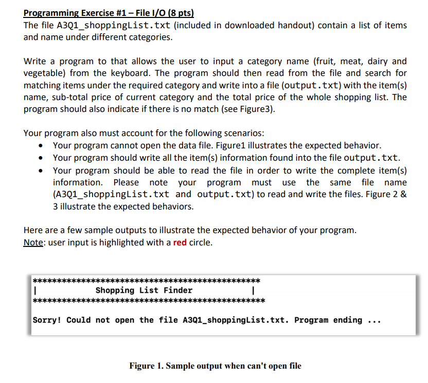 Solved Programming Exercise #1 – File 1/0 (8 pts) The file | Chegg.com