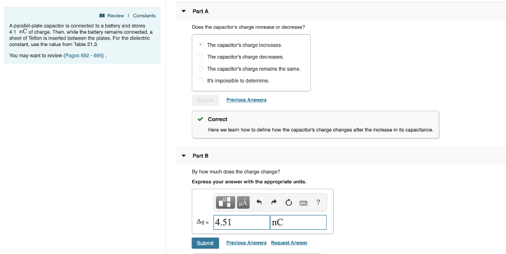 Solved Part A Review Constants A parallel-plate capacitor is | Chegg.com