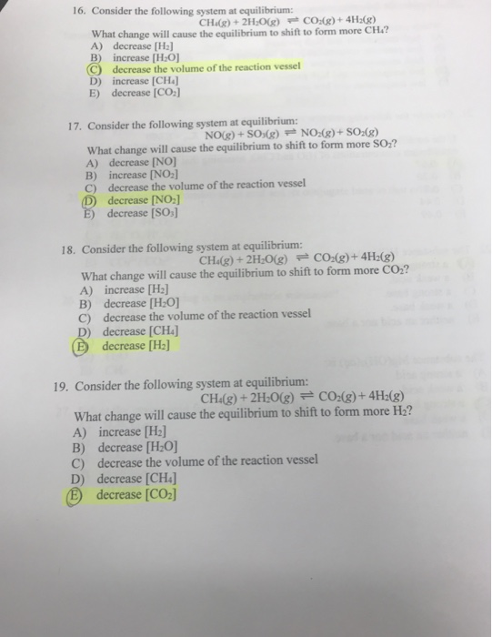Solved 16. Consider the following system at equilibrium: | Chegg.com
