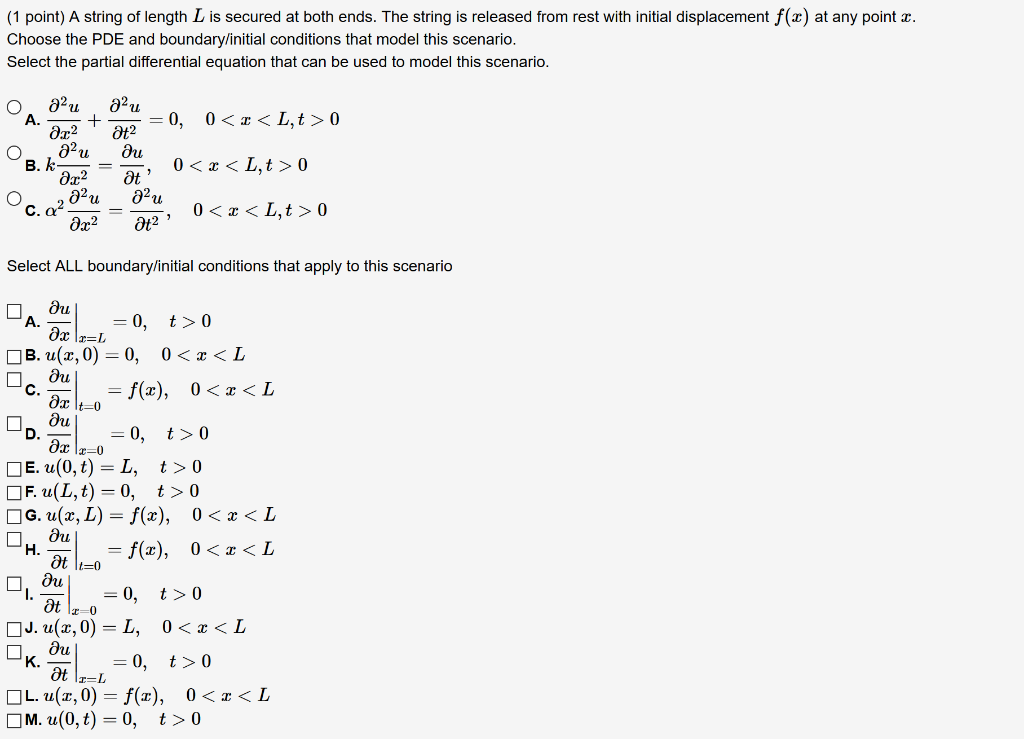 Solved A string of length L is secured at both ends. | Chegg.com
