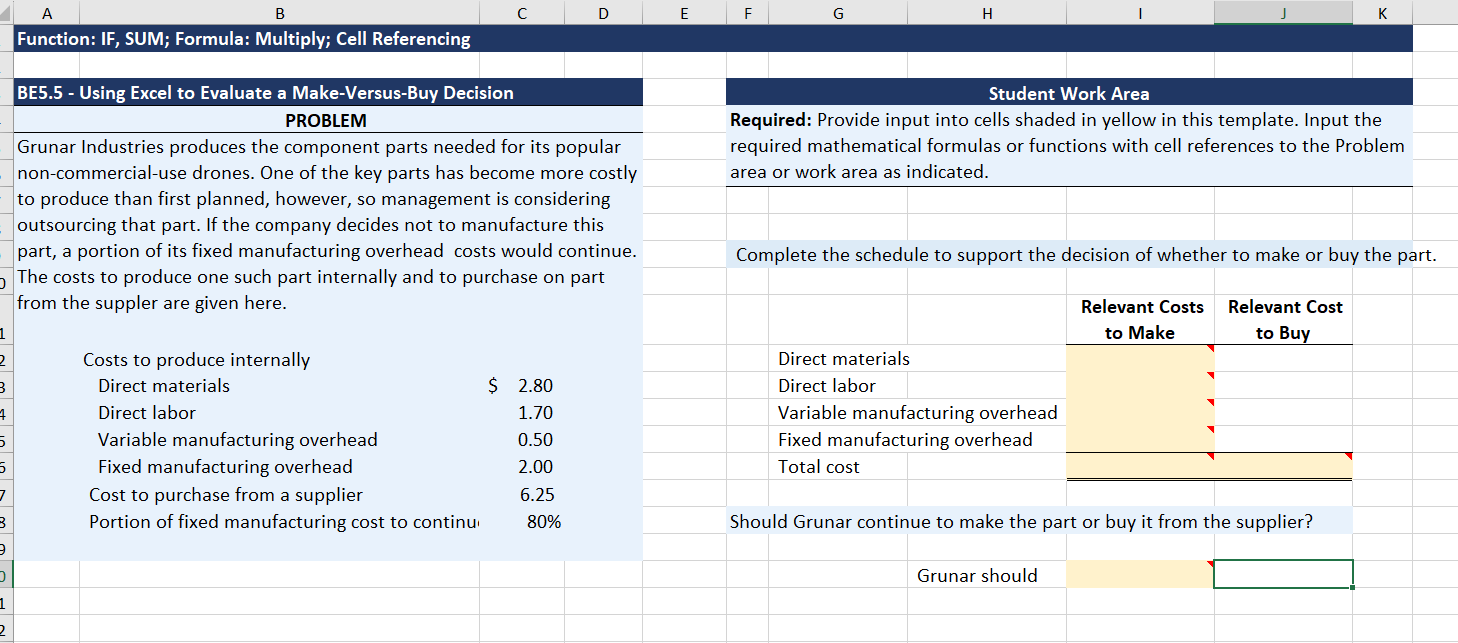 Solved Please provide the excel formulas for the answers in | Chegg.com