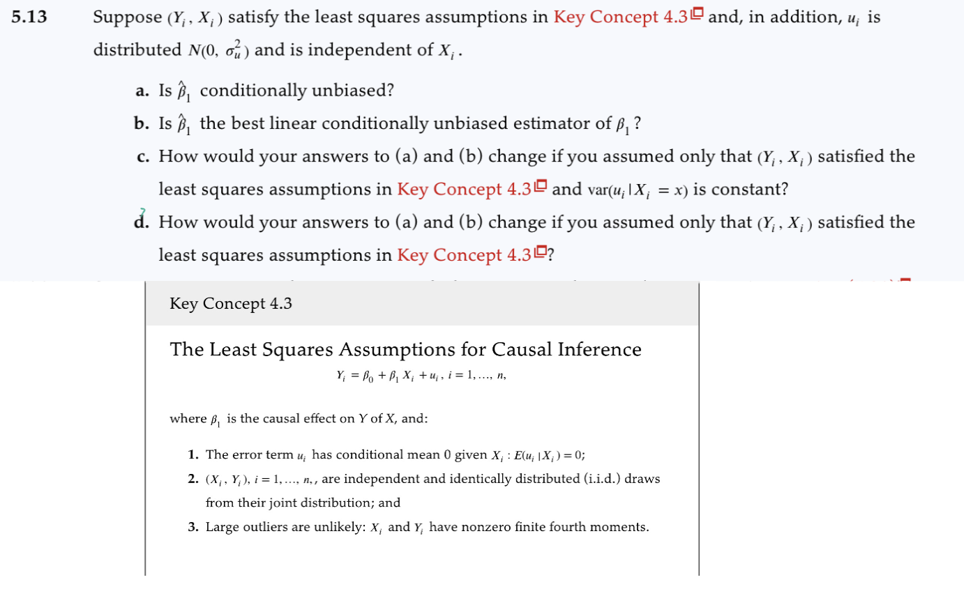 Solved uppose (Yi,Xi) satisfy the least squares assumptions | Chegg.com