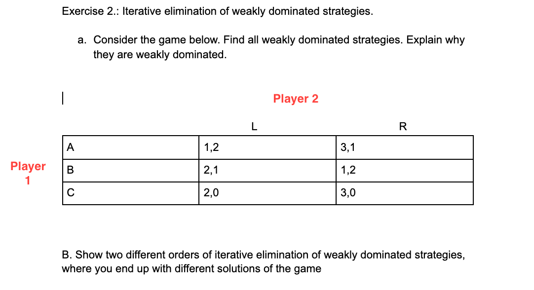 Solved Exercise 2.: Iterative elimination of weakly | Chegg.com