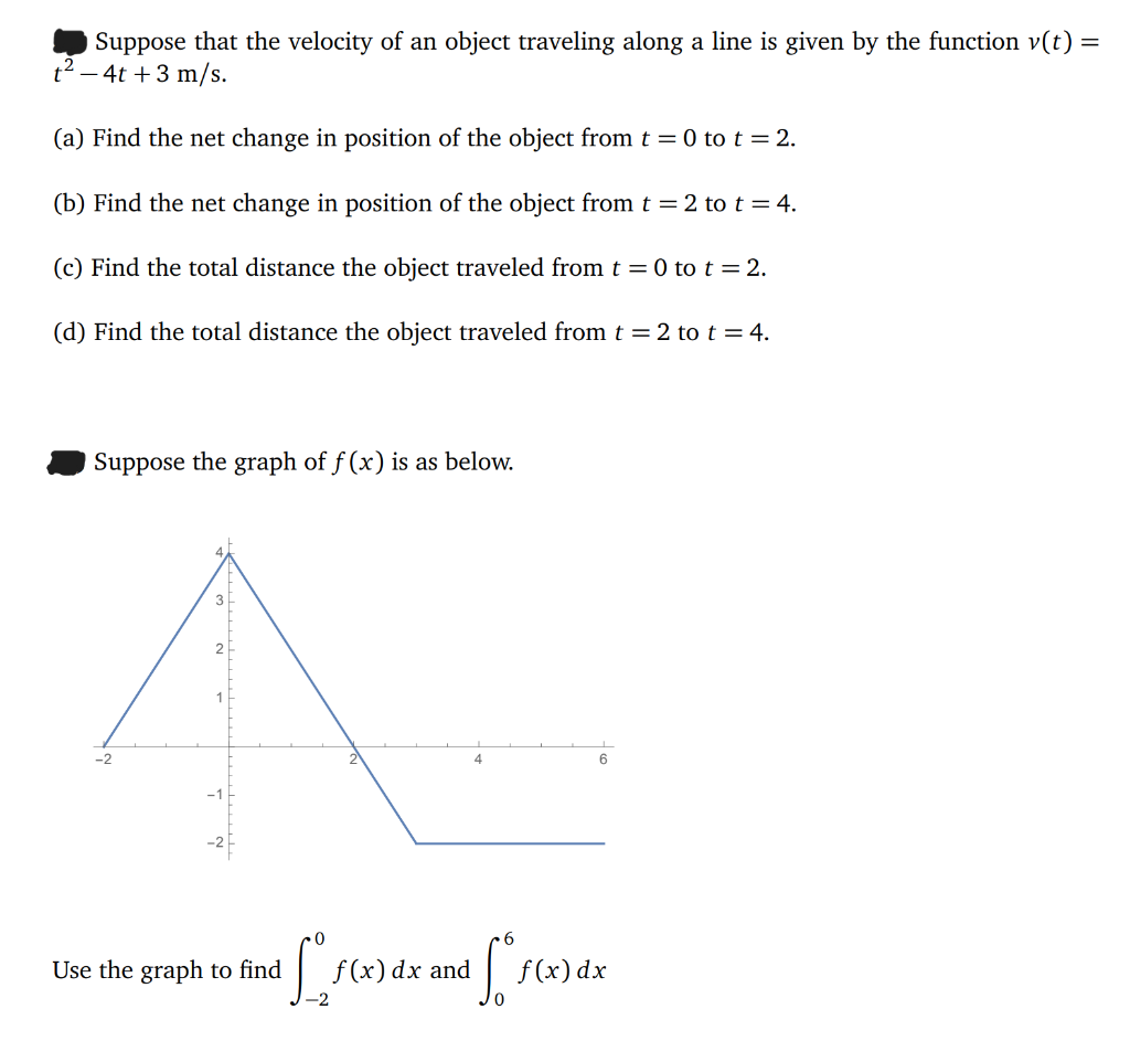 Solved Suppose that the velocity of an object traveling | Chegg.com