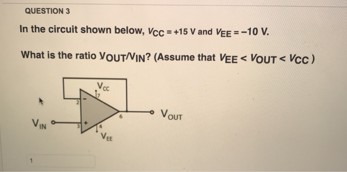 Solved QUESTION 3 In the circuit shown below, VCC = +15 V | Chegg.com