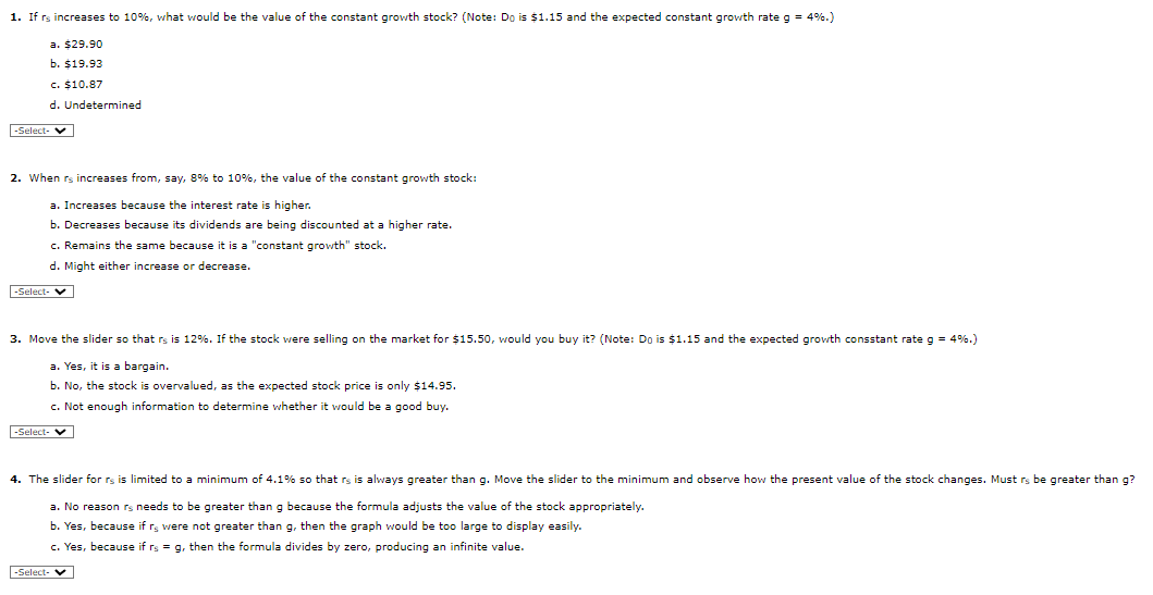 Solved Conceptual Overview: Explore how the value of a stock | Chegg.com