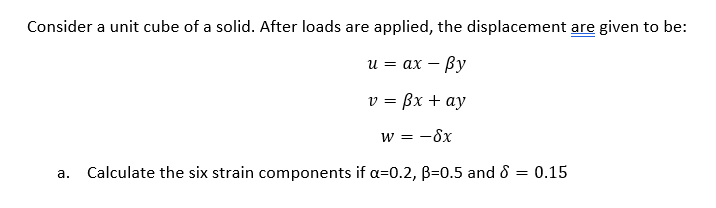 Solved Consider a unit cube of a solid. After loads are | Chegg.com