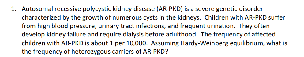 Solved Autosomal recessive polycystic kidney disease | Chegg.com