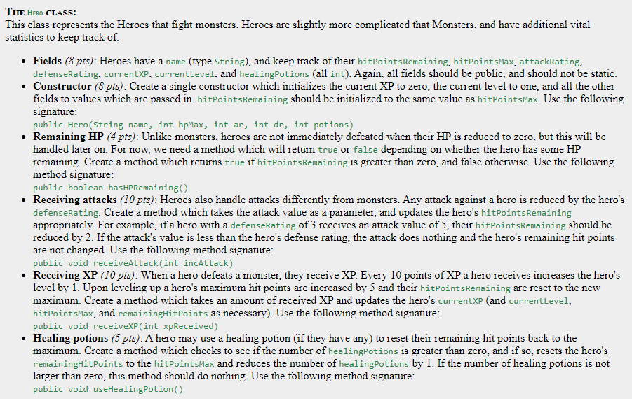 Solved THE Monster CLASs: This class will represent monsters | Chegg.com