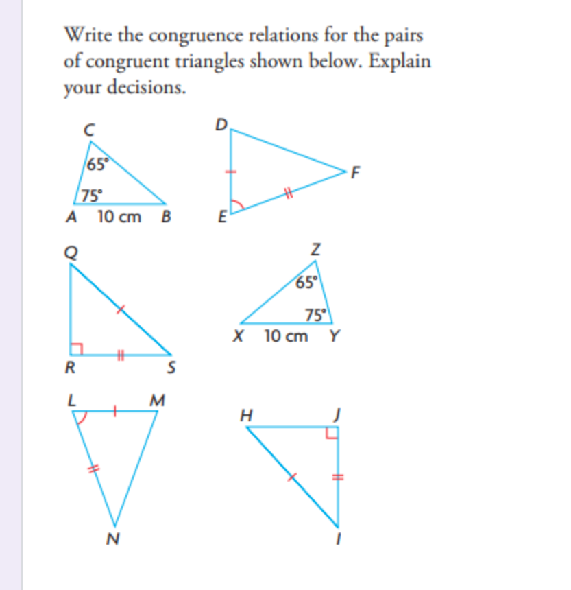 Solved Write the congruence relations for the pairs of | Chegg.com
