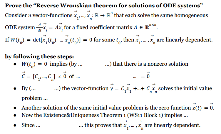 Solved E 1' n Prove the “Reverse Wronskian theorem for | Chegg.com