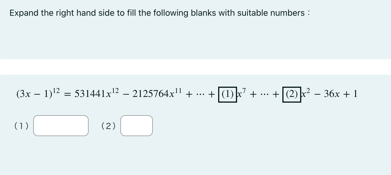 Solved Expand the right hand side to fill the following | Chegg.com