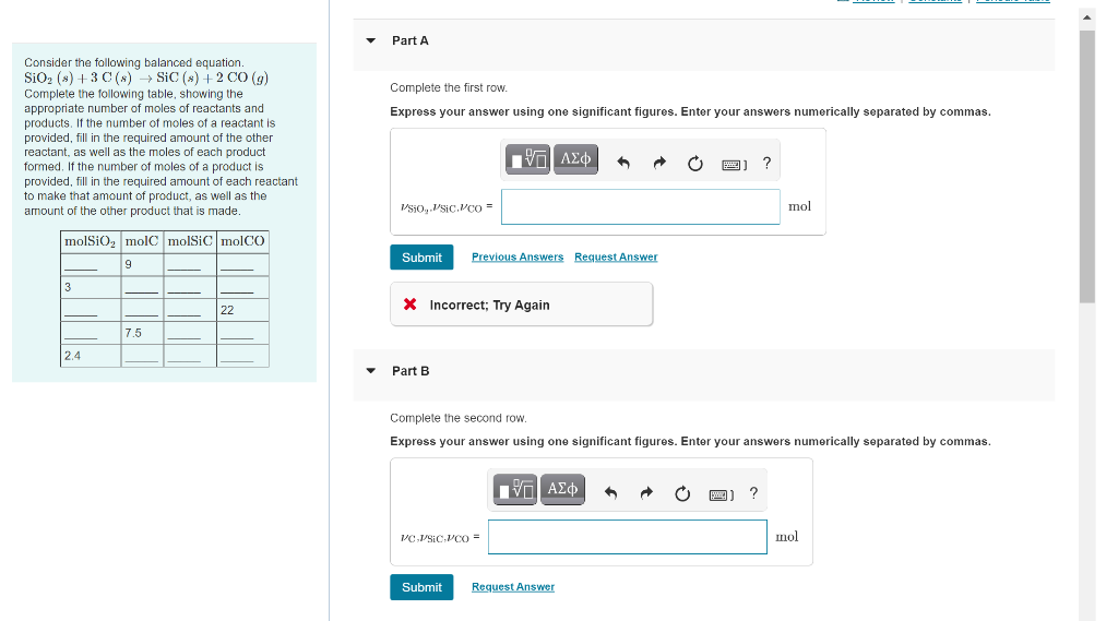 Solved Part A Complete the first row. Express your answer | Chegg.com